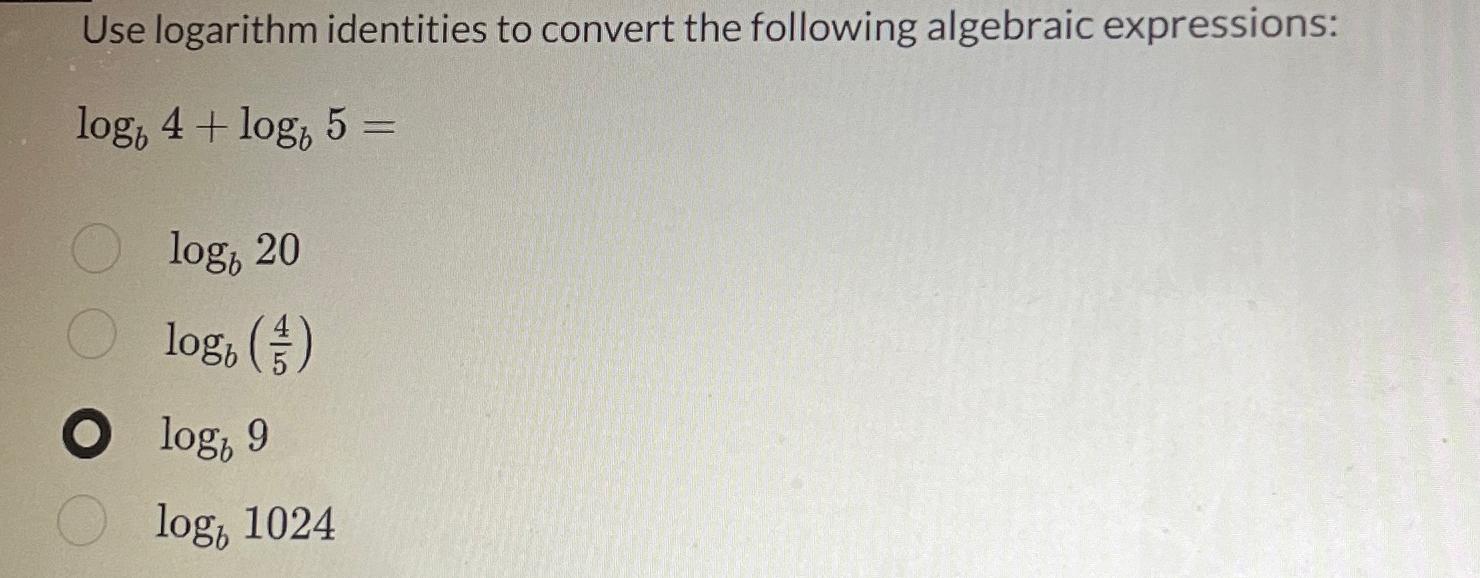 Solved Use logarithm identities to convert the following | Chegg.com