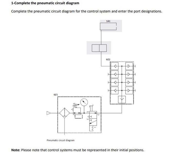 Solved 1-Complete the pneumatic circuit diagram Complete the | Chegg.com