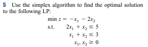 Solved 5 ﻿Use the simplex algorithm to find the optimal | Chegg.com