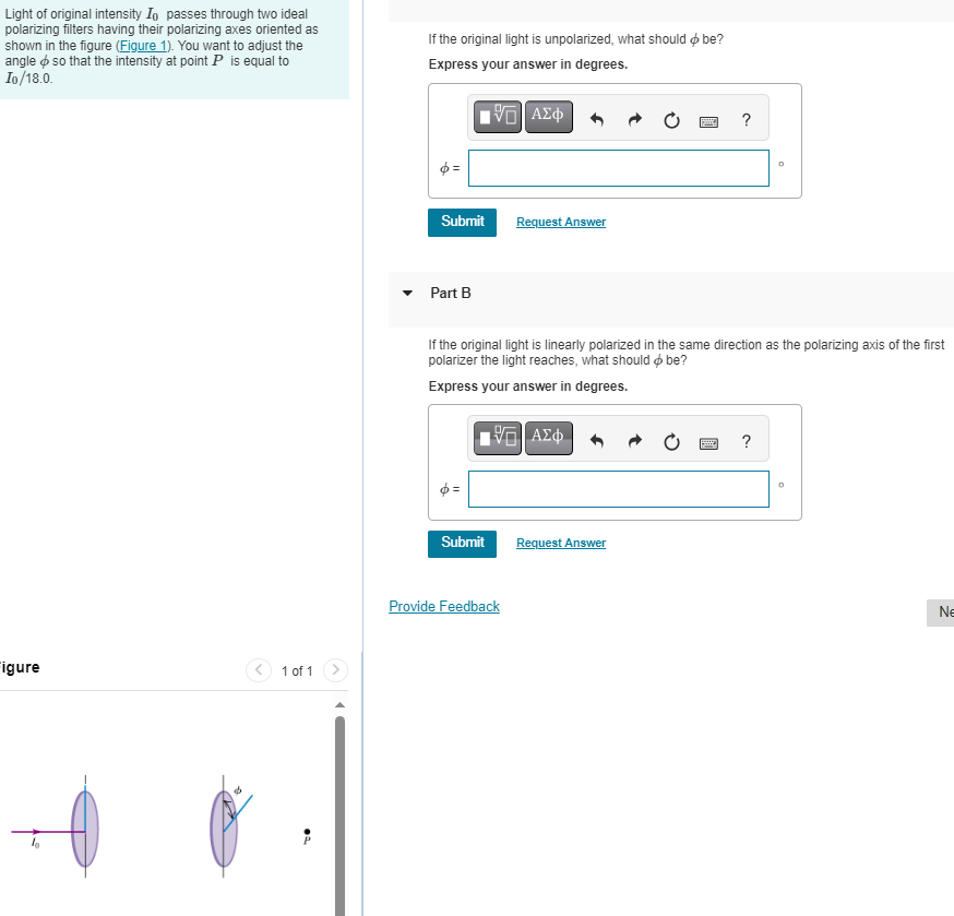 Solved Light of original intensity I0 ﻿passes through two | Chegg.com