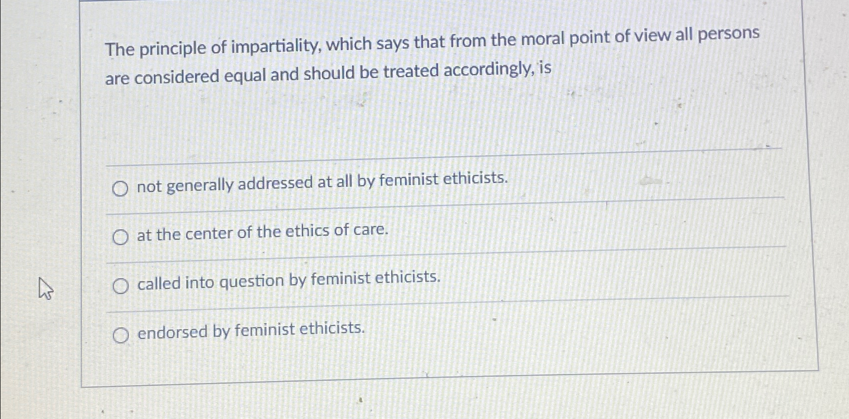 Solved The principle of impartiality, which says that from | Chegg.com