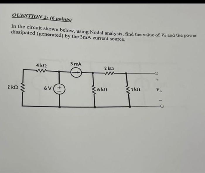 Solved In the circuit shown below, using Nodal analysis, | Chegg.com