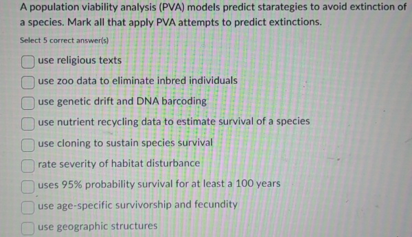 Solved A Population Viability Analysis Pva models Predict