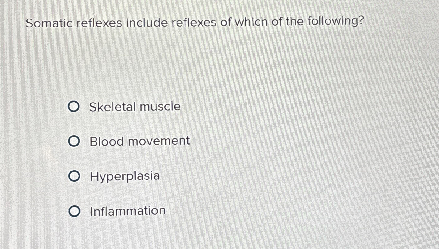 Solved Somatic reflexes include reflexes of which of the | Chegg.com