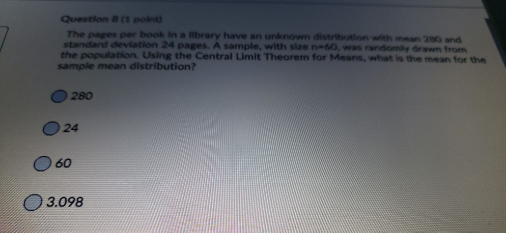 Solved Question 8 (1 point The pages per book in a library | Chegg.com