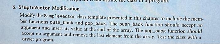 Solved 8. SimpleVector Modification Modify the SimpleVector | Chegg.com