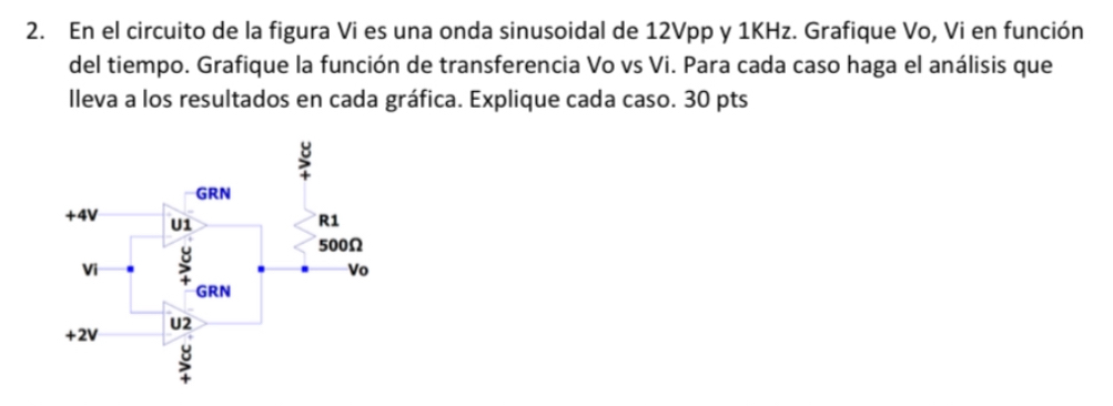 In the circuit in figure Vi is a sine wave of 12Vpp | Chegg.com