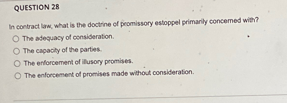 Solved In contract law, what is the doctrine of promissory | Chegg.com