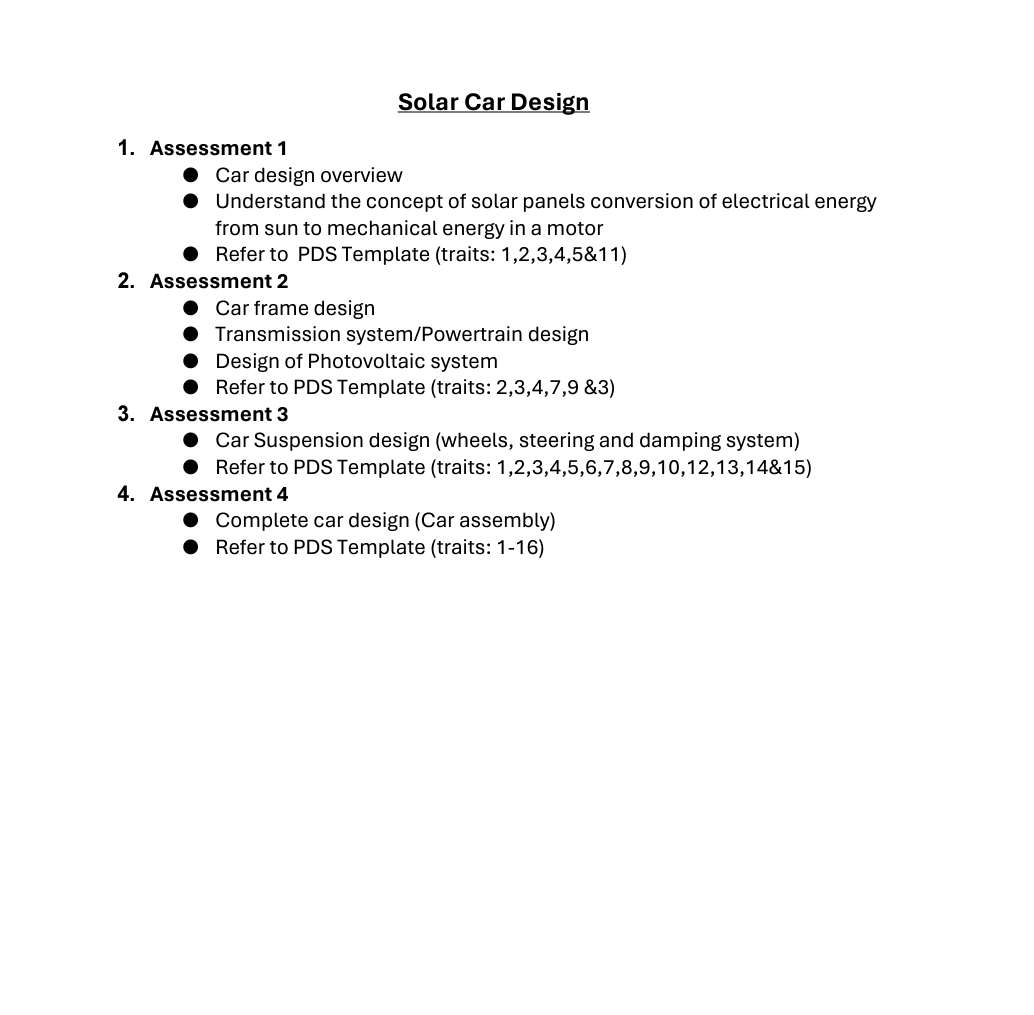 Solved Solar Car DesignAssessment 1Car design | Chegg.com