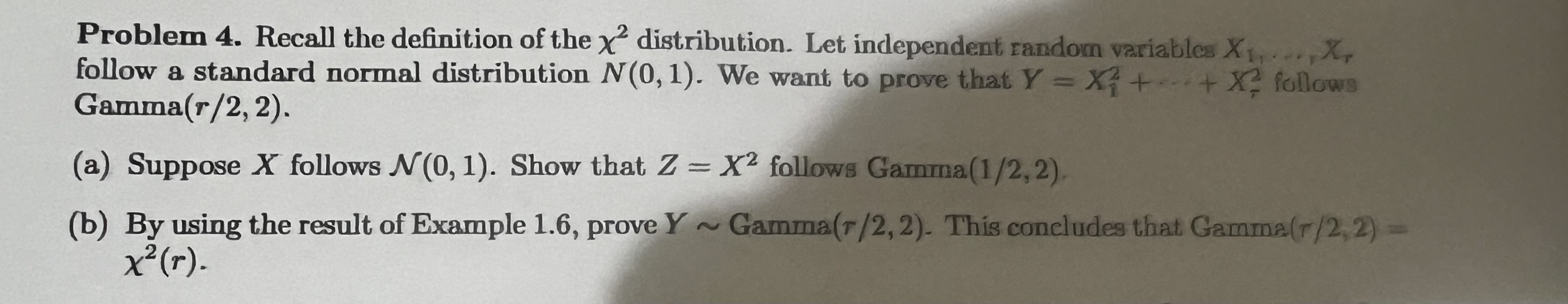 Solved Problem 4. ﻿Recall the definition of the χ2 | Chegg.com