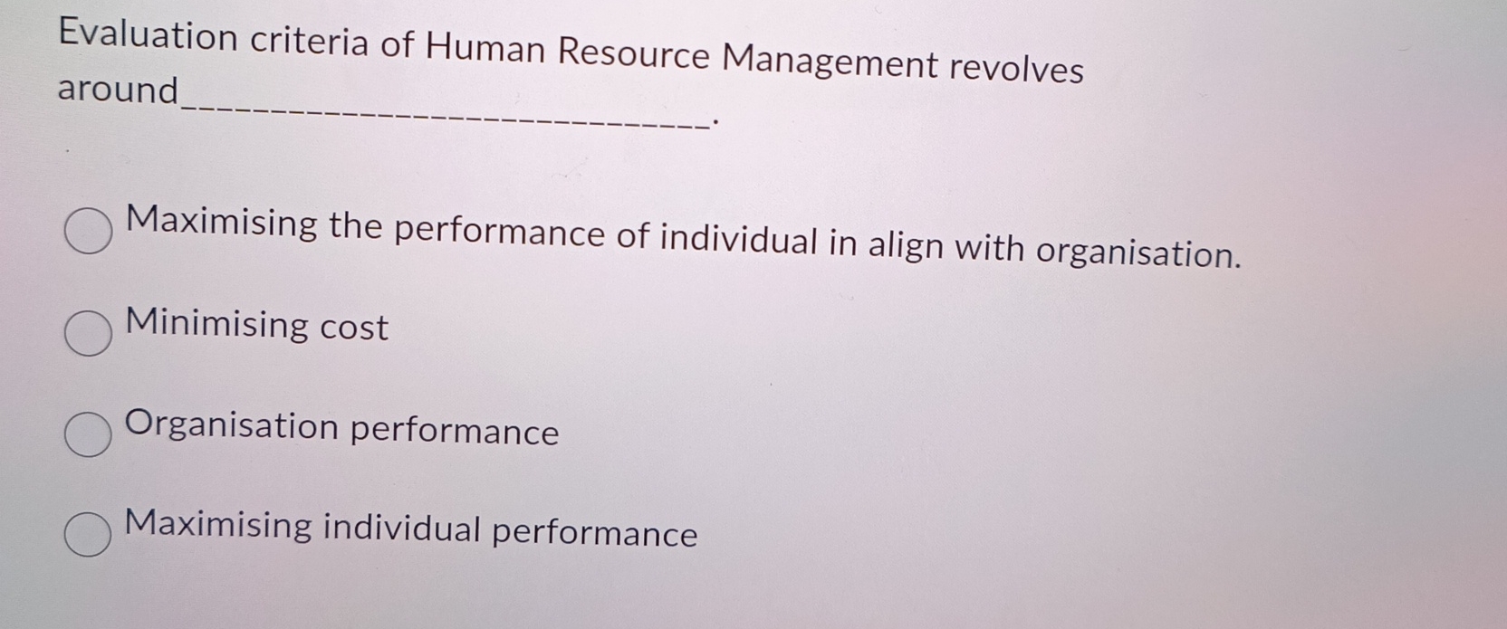 Solved Evaluation criteria of Human Resource Management | Chegg.com