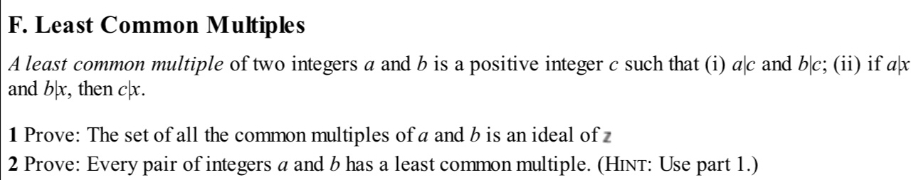 Solved F. ﻿Least Common MultiplesA least common multiple of | Chegg.com