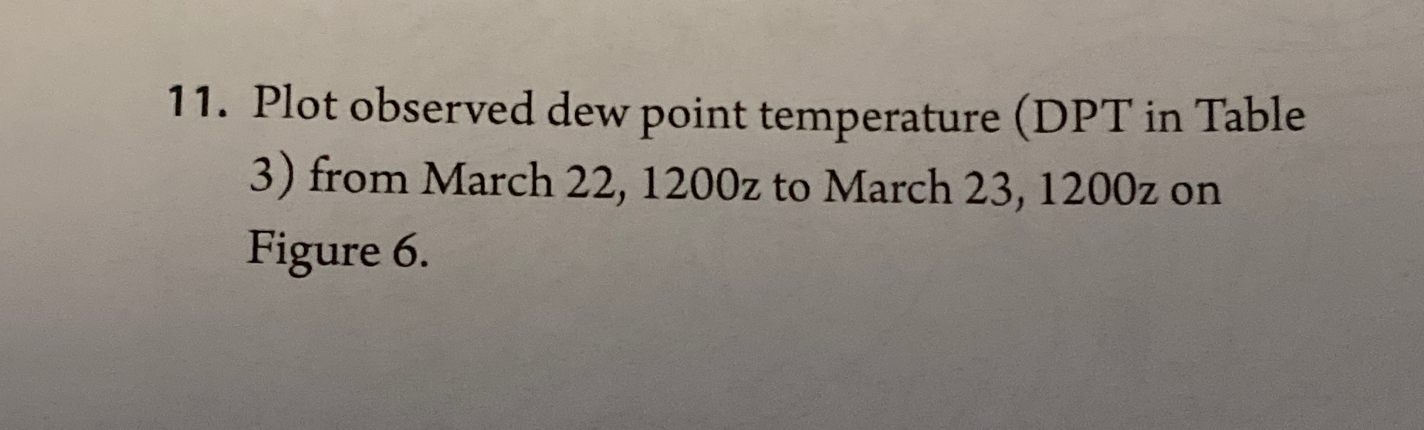 Solved Plot observed dew point temperature (DPT in Table 3) | Chegg.com