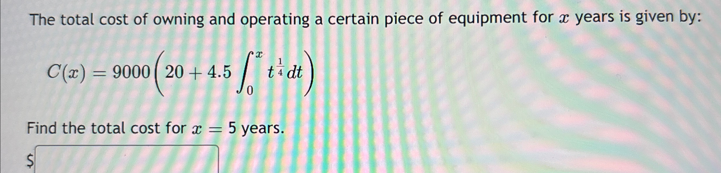 Solved The total cost of owning and operating a certain | Chegg.com
