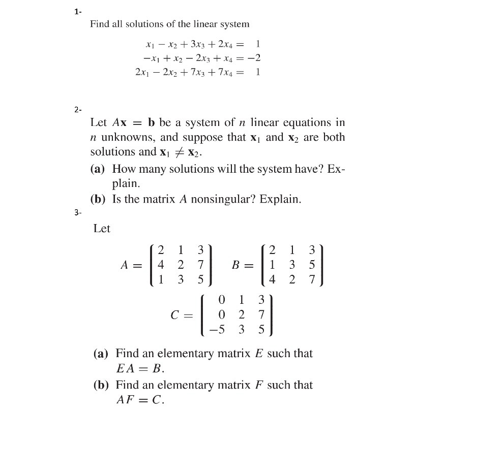 Solved 1-Find all solutions of the linear | Chegg.com