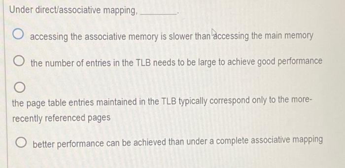 Solved Under direct/associative mapping, accessing the | Chegg.com