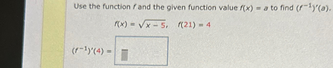 Solved Use the function f ﻿and the given function value | Chegg.com
