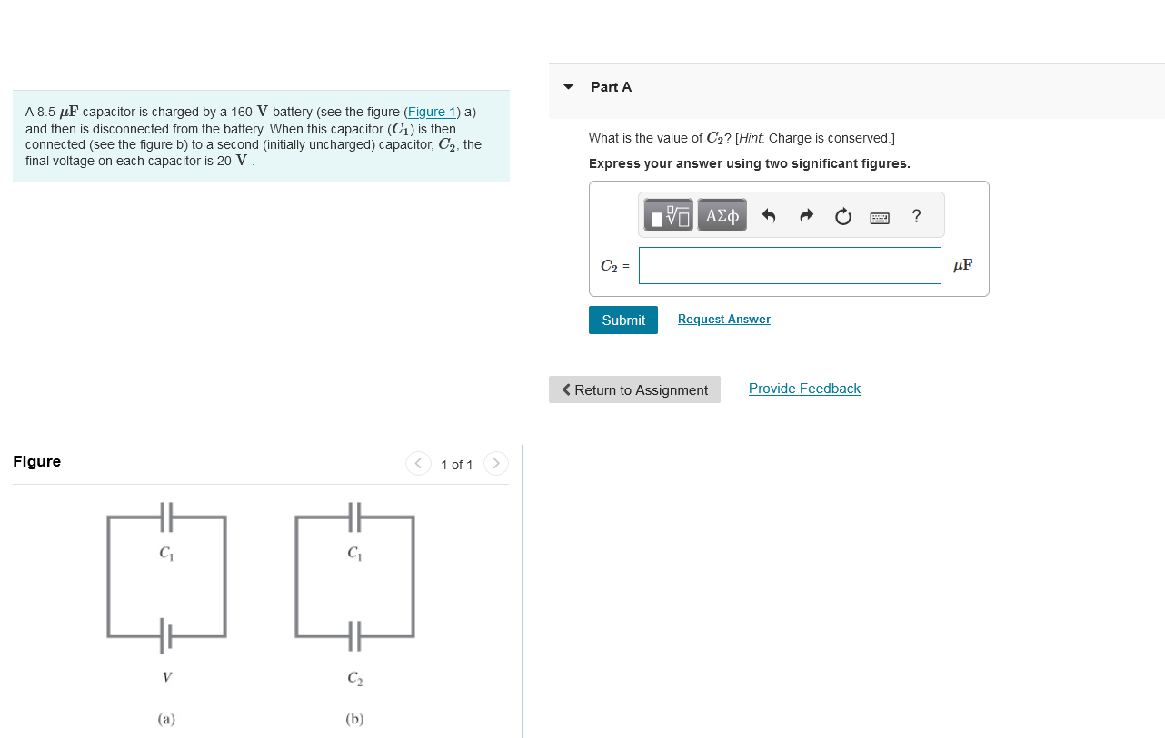 Solved by an EXPERT A \( 8.5 \mu \mathrm{~F} \) ﻿capacitor is charged by | Chegg.com