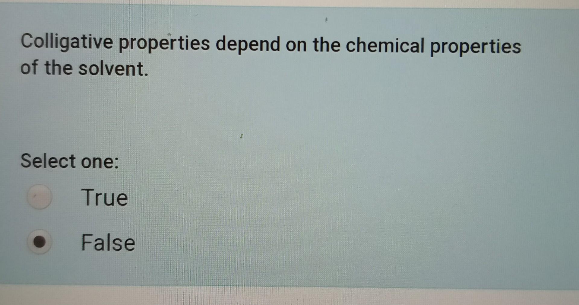 Solved Colligative properties depend on the chemical | Chegg.com