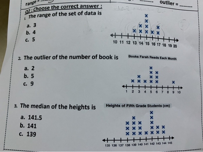 Solved outlier = range Q2: х 1 Choose the correct answer : | Chegg.com