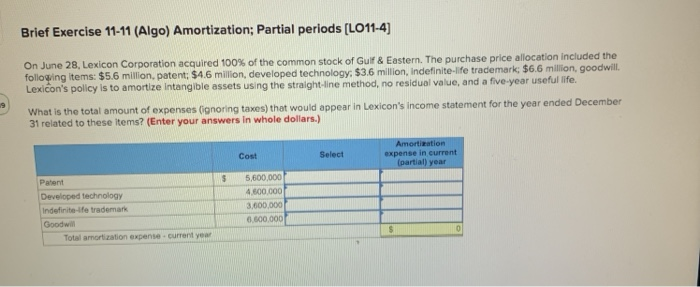 Solved Brief Exercise 11-11 (Algo) Amortization; Partial | Chegg.com Solved Brief Exercise 11-11 (Algo) Amortization; Partial | Chegg.com