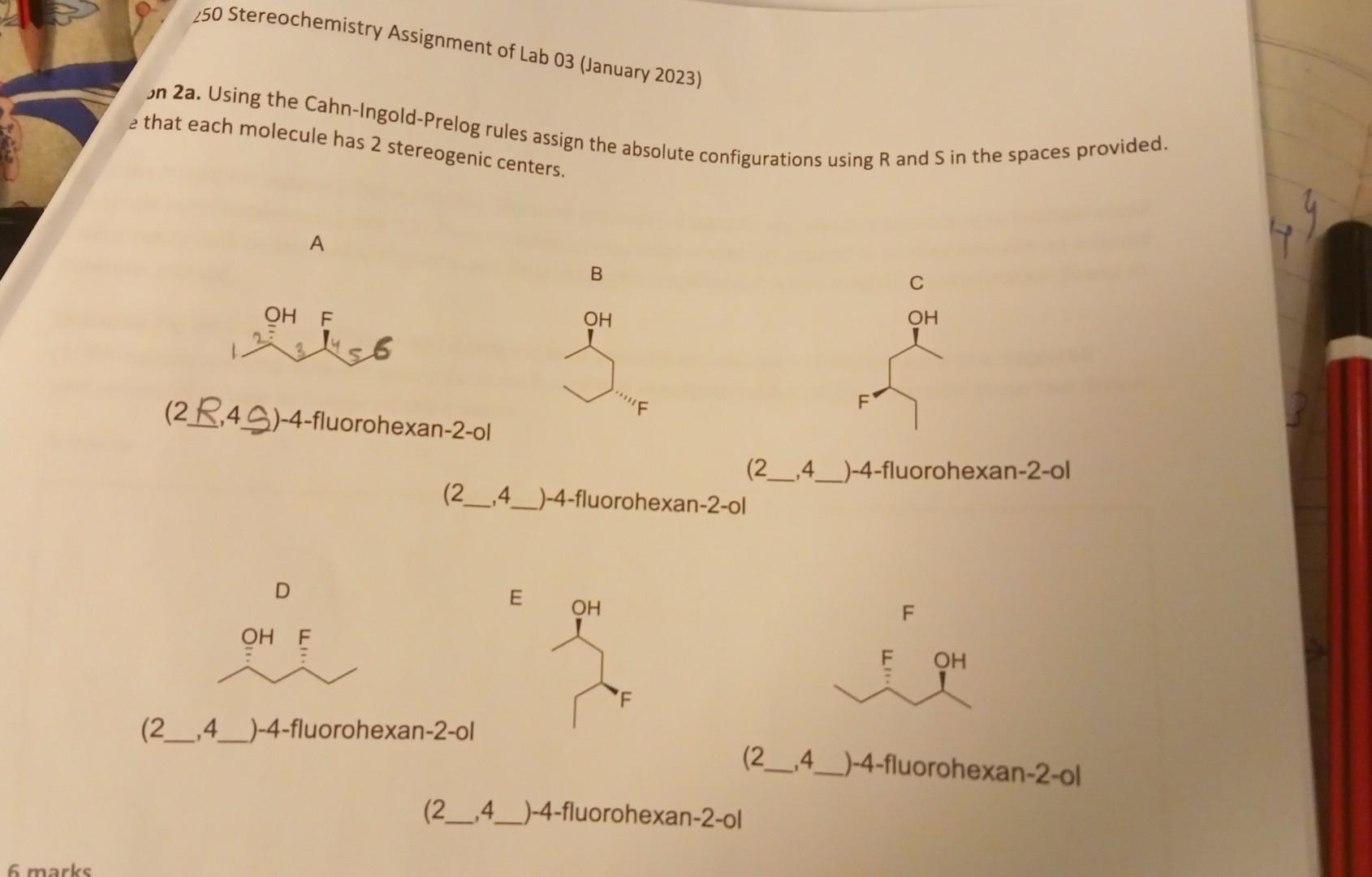 Solved on 2a. Using the Cahn-Ingold-Prelog rules assign the | Chegg.com