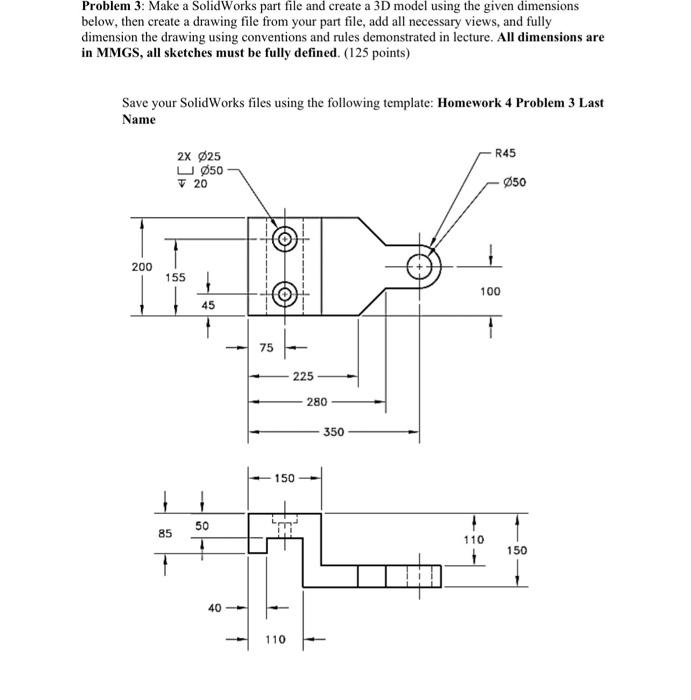 Solved include a link to the part file on solidworks or | Chegg.com