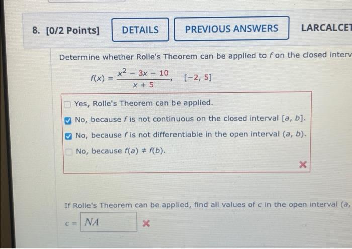 Solved Determine whether Rolle's Theorem can be applied to f | Chegg.com