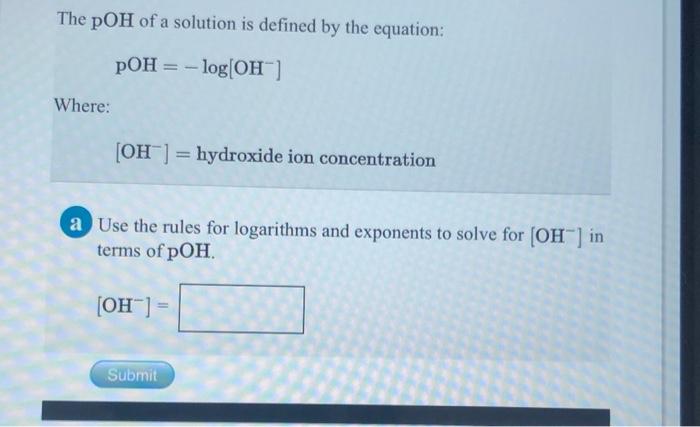 Solved The pKw of a solution is defined by the equation: pKw | Chegg.com