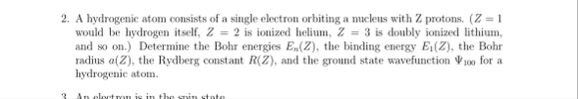 [solved] A Hydrogenic Atom Consists Of A Single Electron