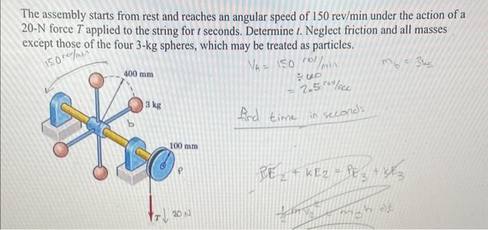 Solved The assembly starts from rest and reaches an angular | Chegg.com