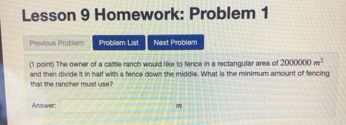 Solved Lesson 9 Homework: Problem 1 Previous Problem Problem | Chegg.com
