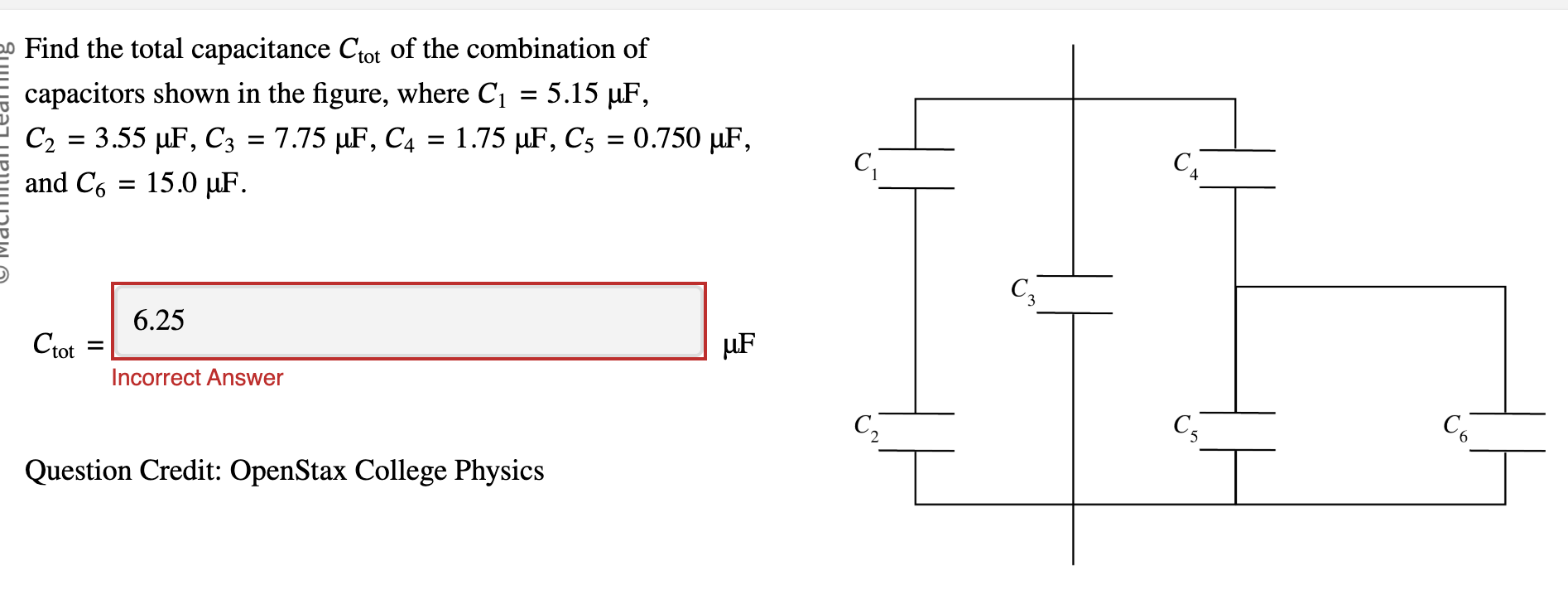 Solved Find the total capacitance Ctot of ﻿the combination | Chegg.com