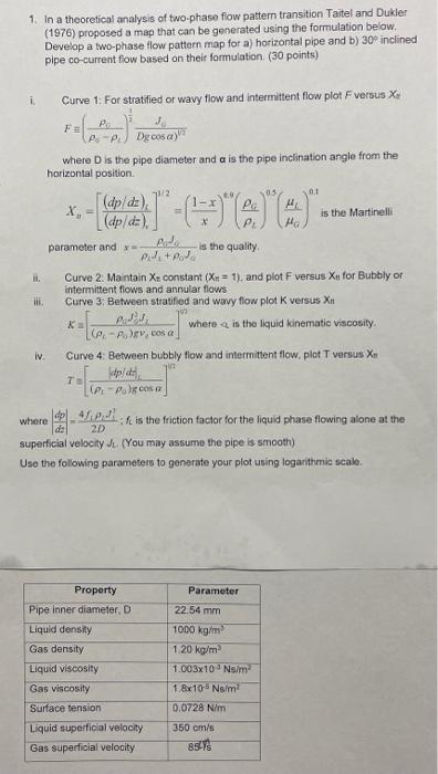 Solved 1. In a theoretical analysis of two-phase flow | Chegg.com