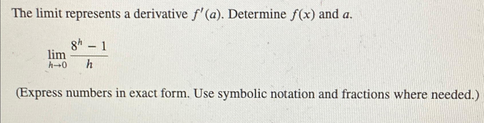 Solved The limit represents a derivative f'(a). ﻿Determine | Chegg.com