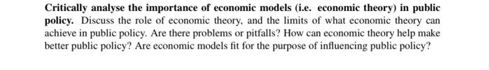 Solved Critically analyse the importance of economic models | Chegg.com