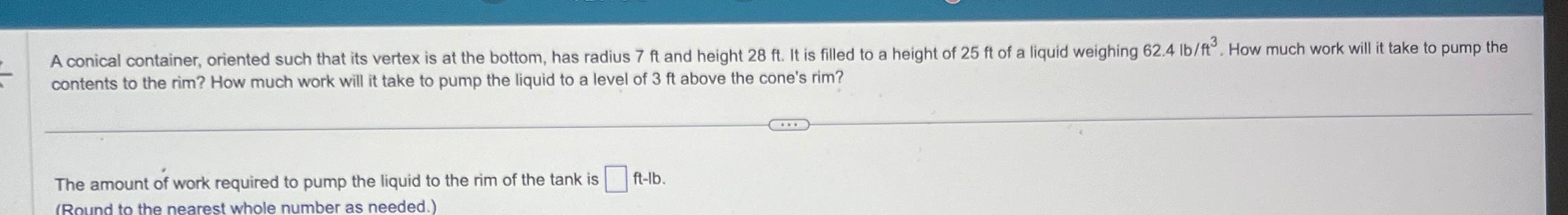 Solved A conical container, oriented such that its vertex is | Chegg.com