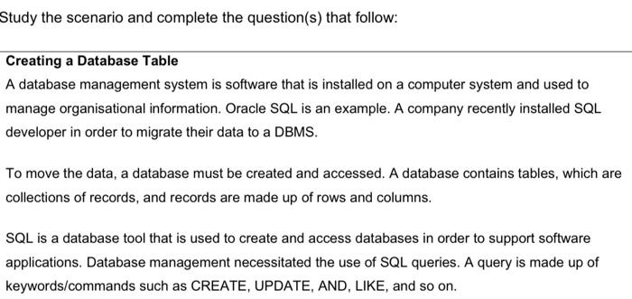 Solved Study the scenario and complete the question(s) that | Chegg.com
