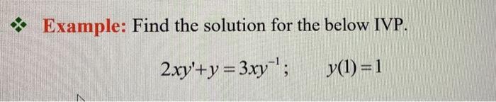 Solved Example: Find the solution for the below IVP. | Chegg.com