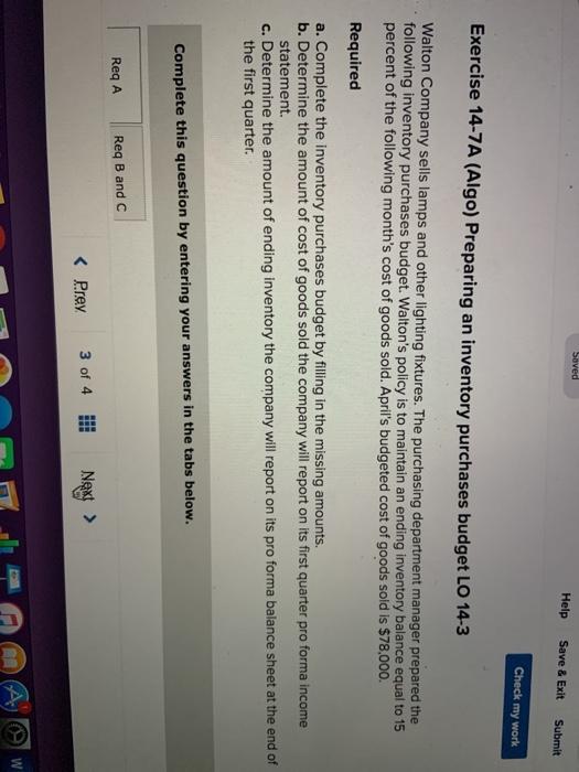 Solved Saved Help Save & Exit Submit Check my work Exercise | Chegg.com