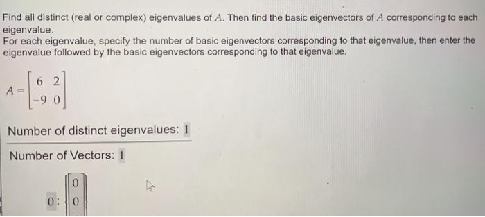 Solved Find all distinct (real or complex) eigenvalues of A. | Chegg.com