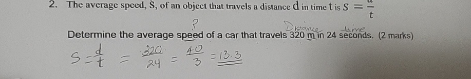 Solved The average speed, S, ﻿of an object that travels a | Chegg.com