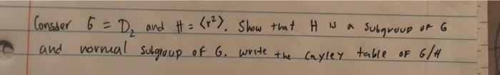 Solved Consser 6 = D, and H= (+2%. Show that it is a | Chegg.com