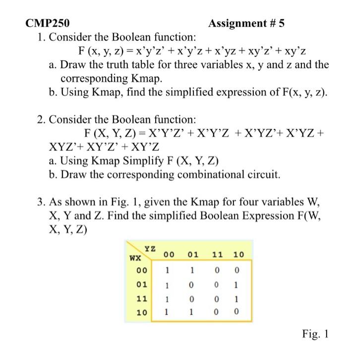 Solved CMP250 Assignment #5 1. Consider the Boolean | Chegg.com