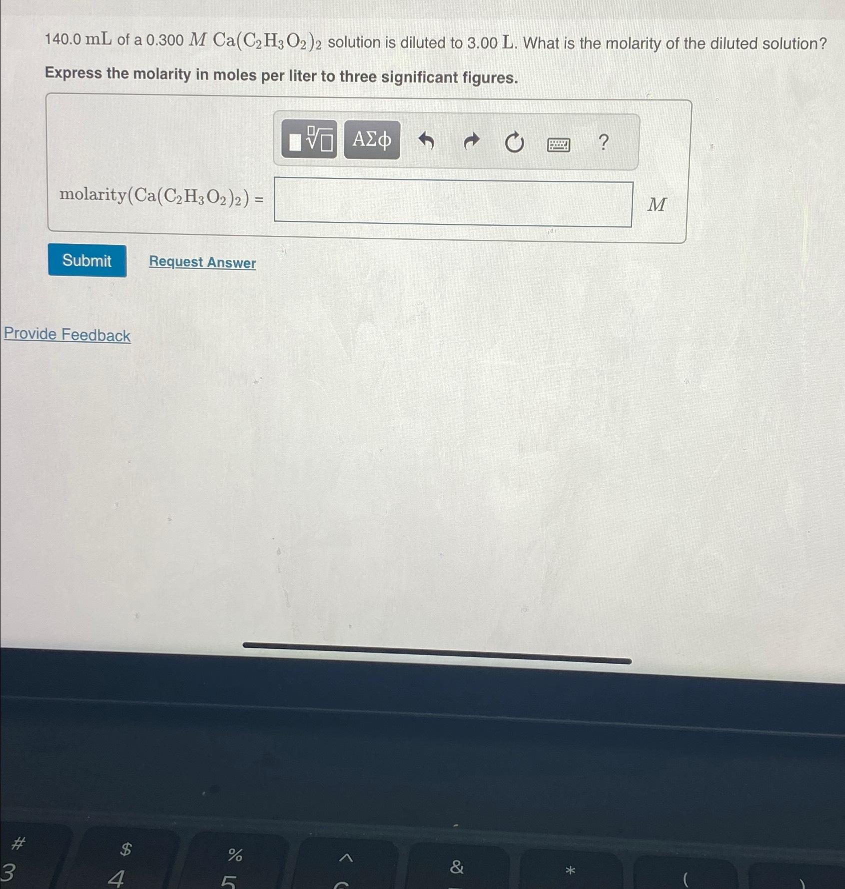 Solved 140.0mL ﻿of a 0.300MCa(C2H3O2)2 ﻿solution is diluted | Chegg.com