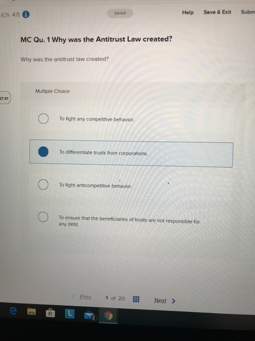 Solved Saved Help Save & Exit Subm (Ch. 47) MC Qu. 1 Why was | Chegg.com