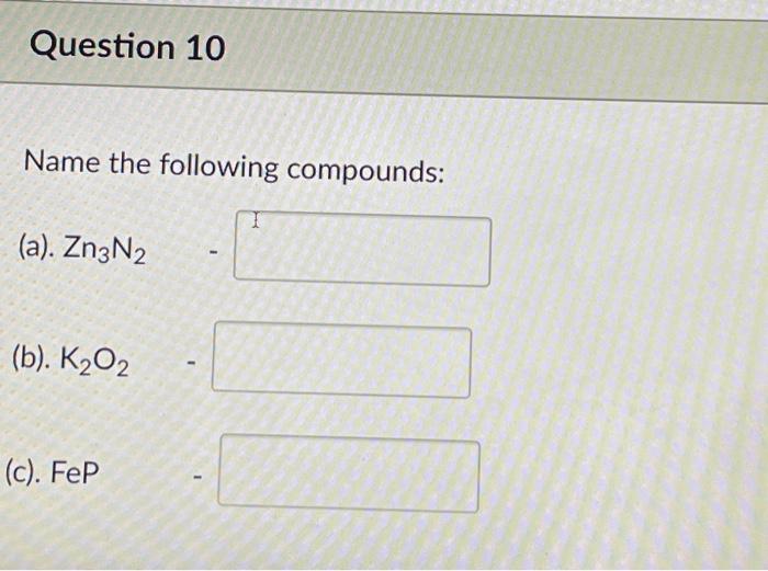 Solved Name the following compounds: | Chegg.com