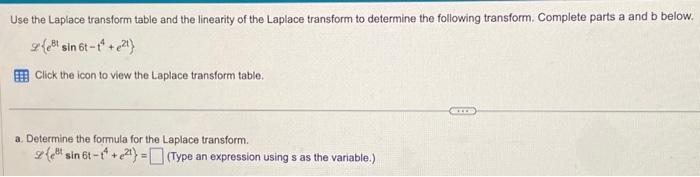 Solved Use the Laplace transform table and the linearity of | Chegg.com