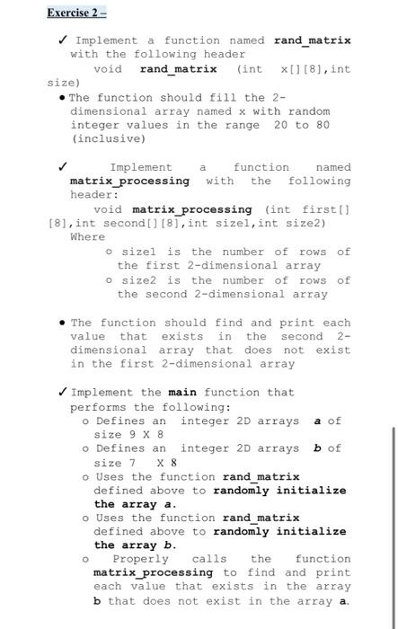 Solved Exercise 2 Implement A Function Named Rand Matrix