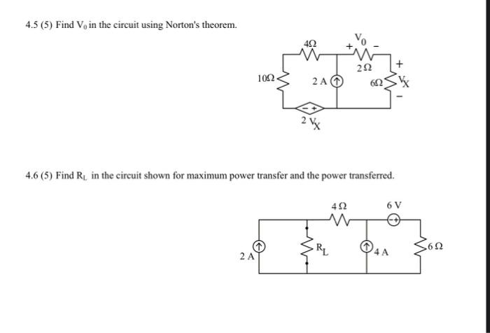 Solved 4.5 (5) Find V0 in the circuit using Norton's | Chegg.com